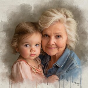 Passed Away Grandma Portrait Drawing, Handmade Keepsake Artwork ...