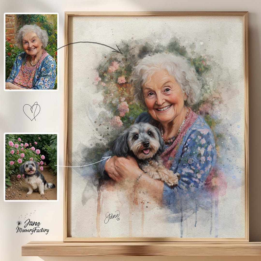 Custom Digital Portrait of Grandparent, Personalized Photo Merge ...
