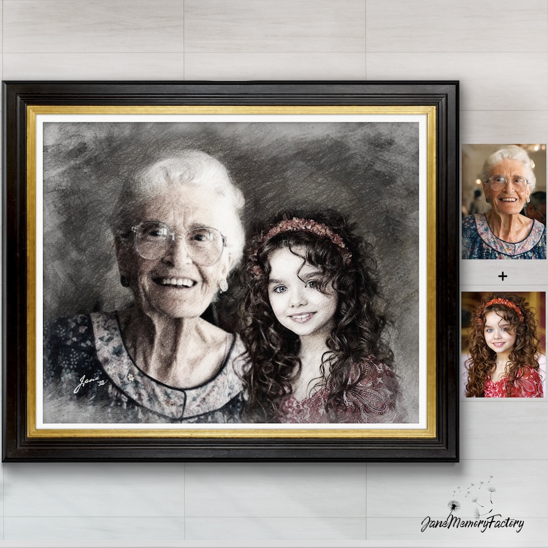 Picture With Deceased Grandmother, Passed Loved One Painting, Painting ...