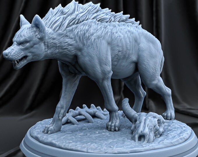 Miniature Ceramic Wild Hyena Africa Animal Cute Little Tiny Small Grey ...