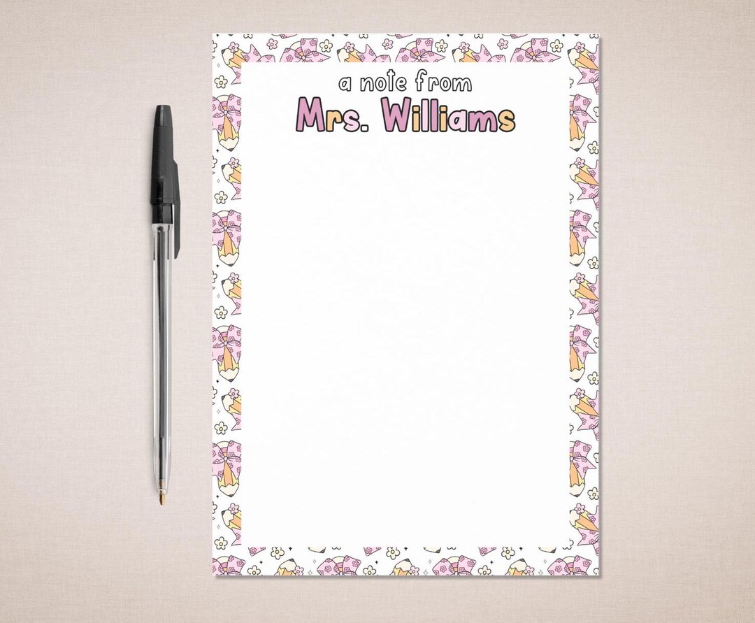 Personalized Teacher Notepad, Custom Notepad, Pretty Notepad, Teacher ...
