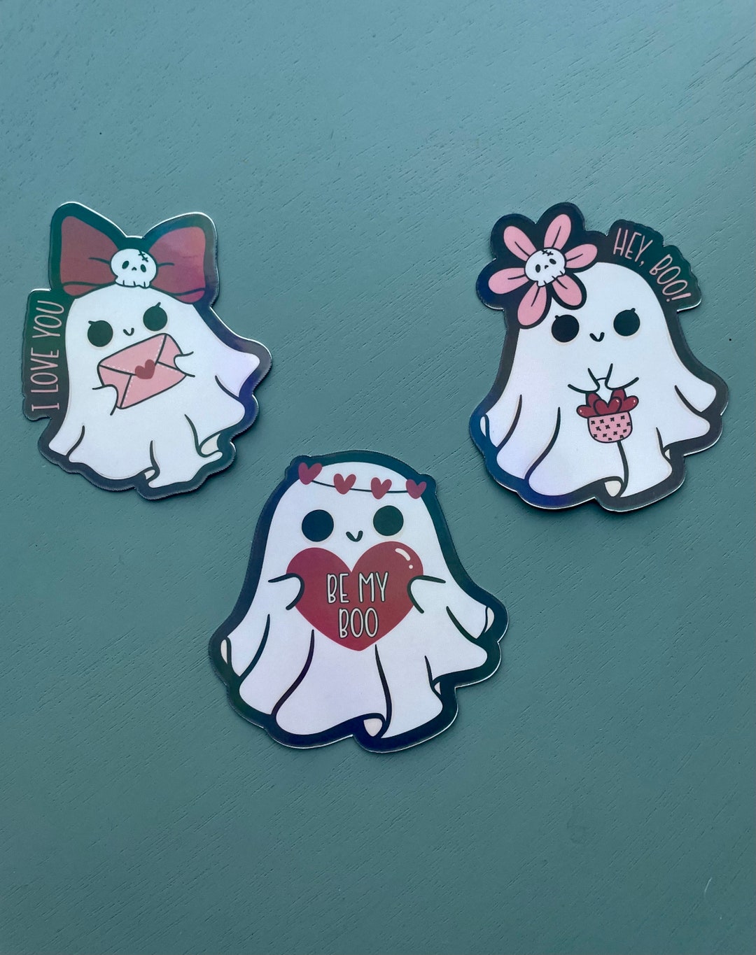 Ghost Valentine Stickers, Valentine Sticker Set, Cute Ghost Stickers ...