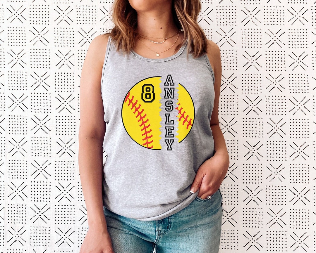 Softball Tank Top With Number, Softball Tank Top, Softballl Mom Tank ...