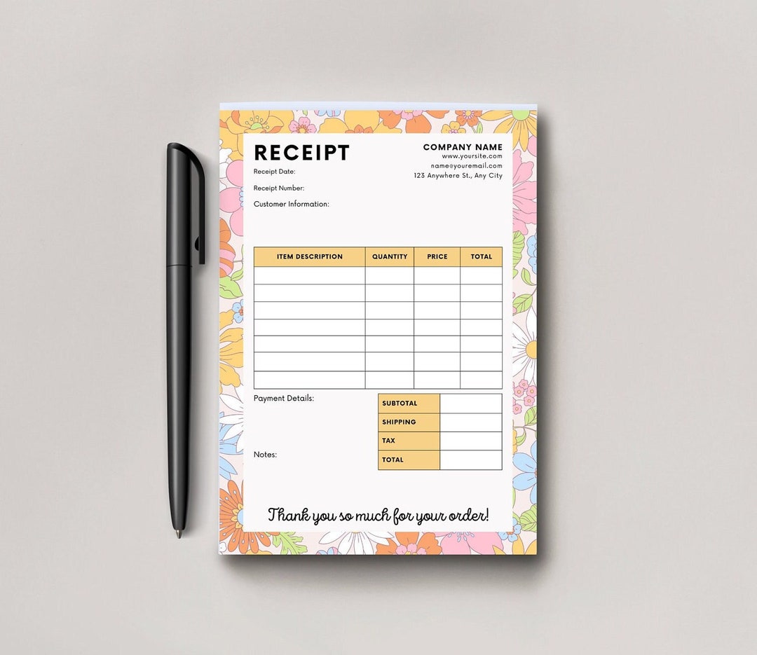Business Receipt Notepad, Order Form, Small Business Owner, New ...