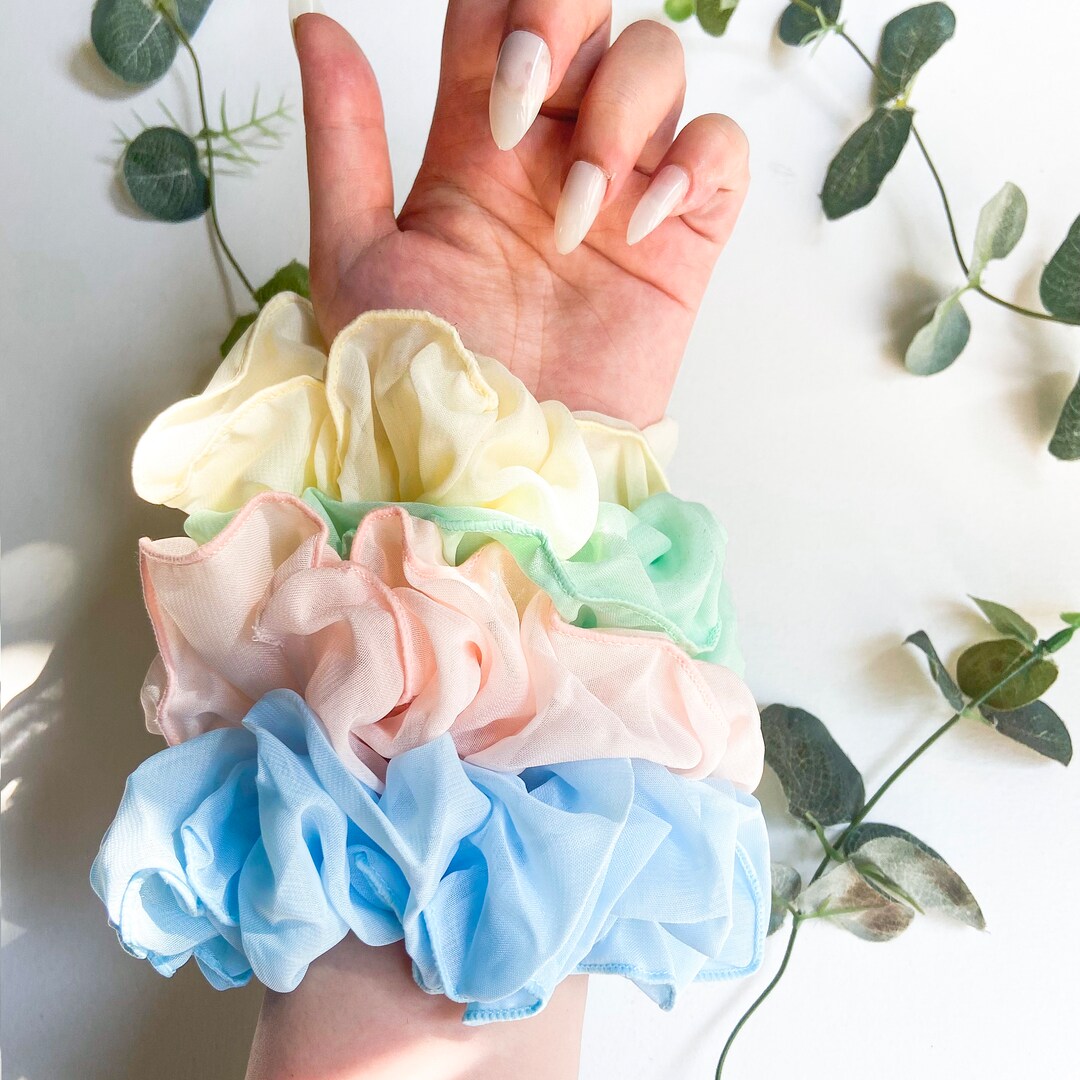 Puffy Pastel Scrunchies, Summer Hair Scrunchy, Pastel Organza ...