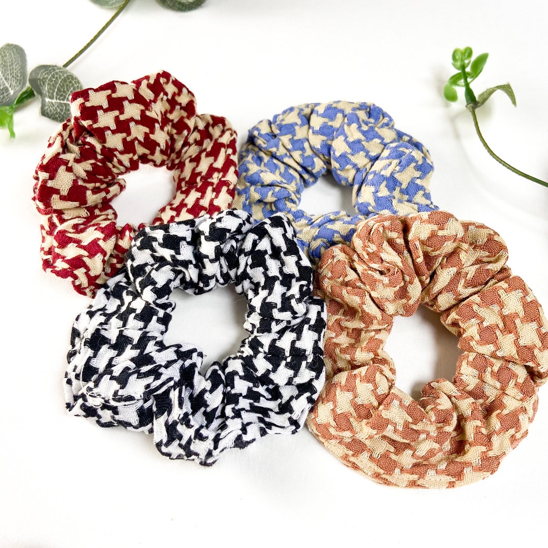Houndstooth Scrunchies Set Luxury Houndstooth Scrunchies - Etsy