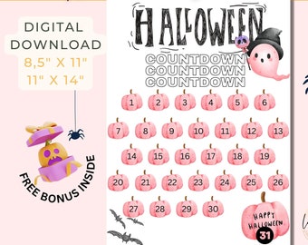 Printable Halloween Monster Countdown Calendar for - Etsy