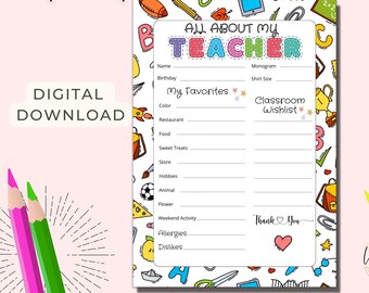 My Favorites Questionnaire - Etsy