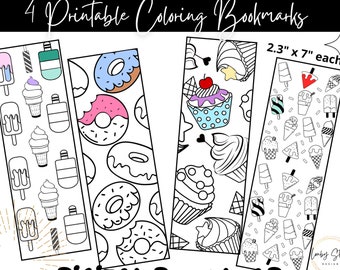 Printable Coloring Bookmarks Digital Book Marks Cute | Etsy