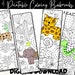 Printable Coloring Animal Bookmarks, Digital Book Marks, Cute Printable ...