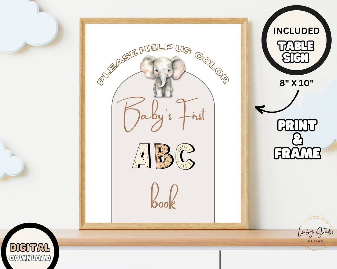 Baby Alphabet Book, Printable Baby Shower Abc Book, Animal Alphabet ...