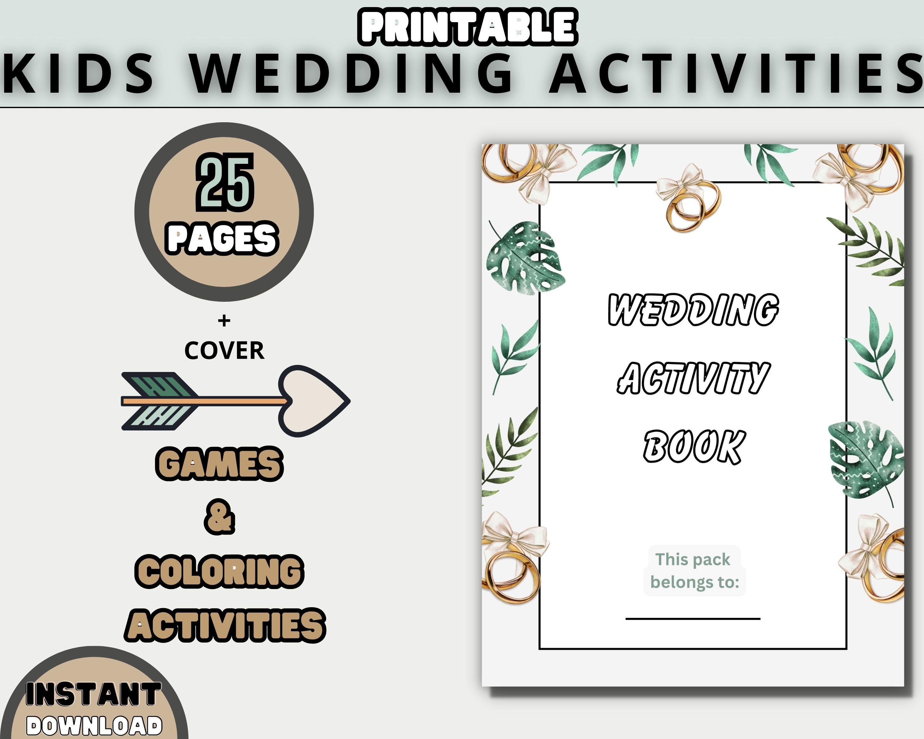 Kids Wedding Activity Book, Printable Wedding Coloring Book Pages ...