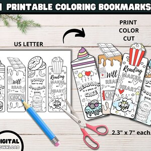 Printable Coloring Bookmarks, Sweet Dessert Coloring Book Marks, Kids ...
