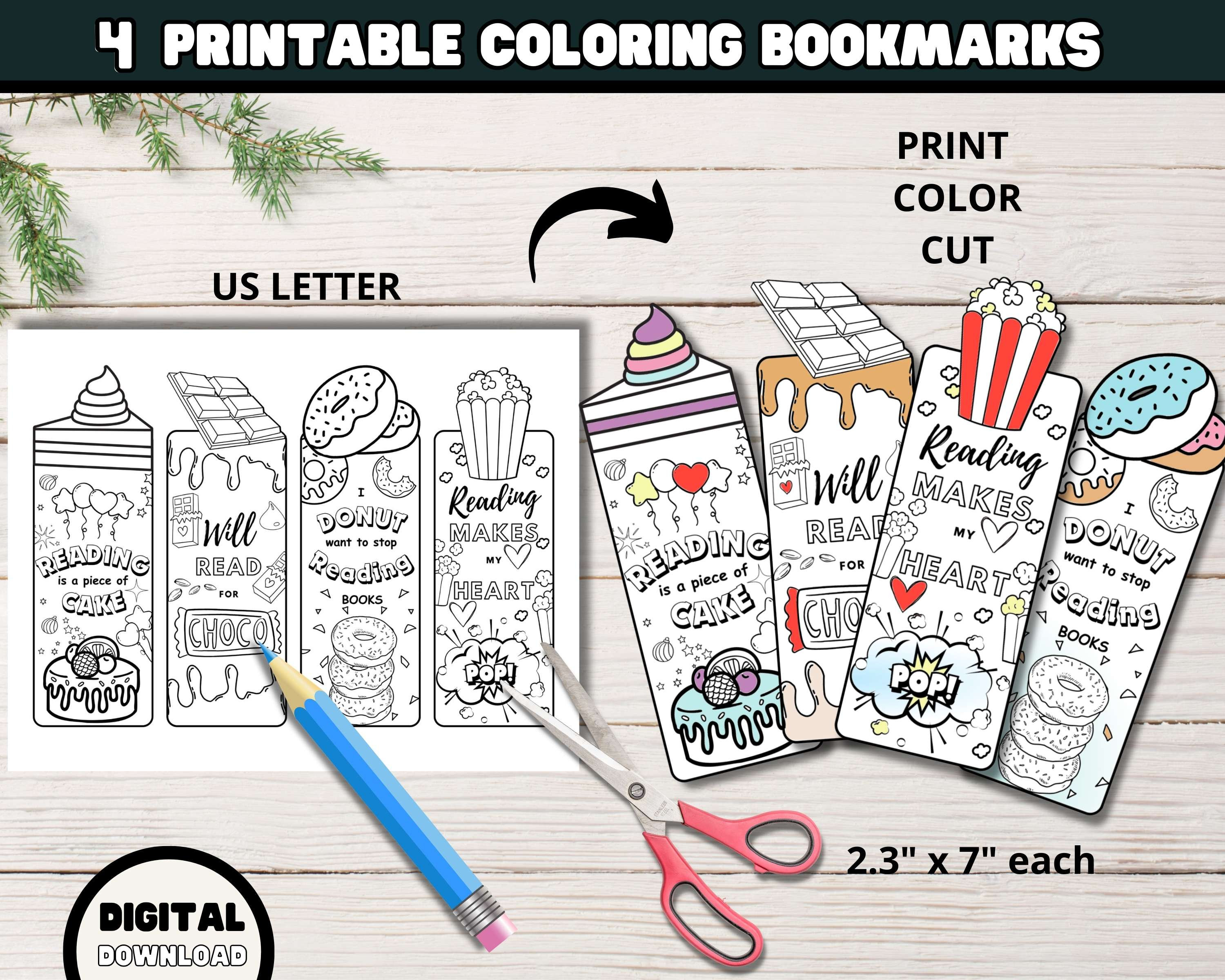 Printable Coloring Bookmarks, Sweet Dessert Coloring Book Marks, Kids ...
