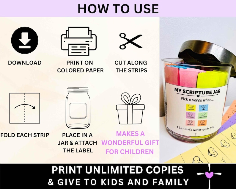 Printable Bible Verse Jar for Kids: DIY Scripture Emotions (digital ...