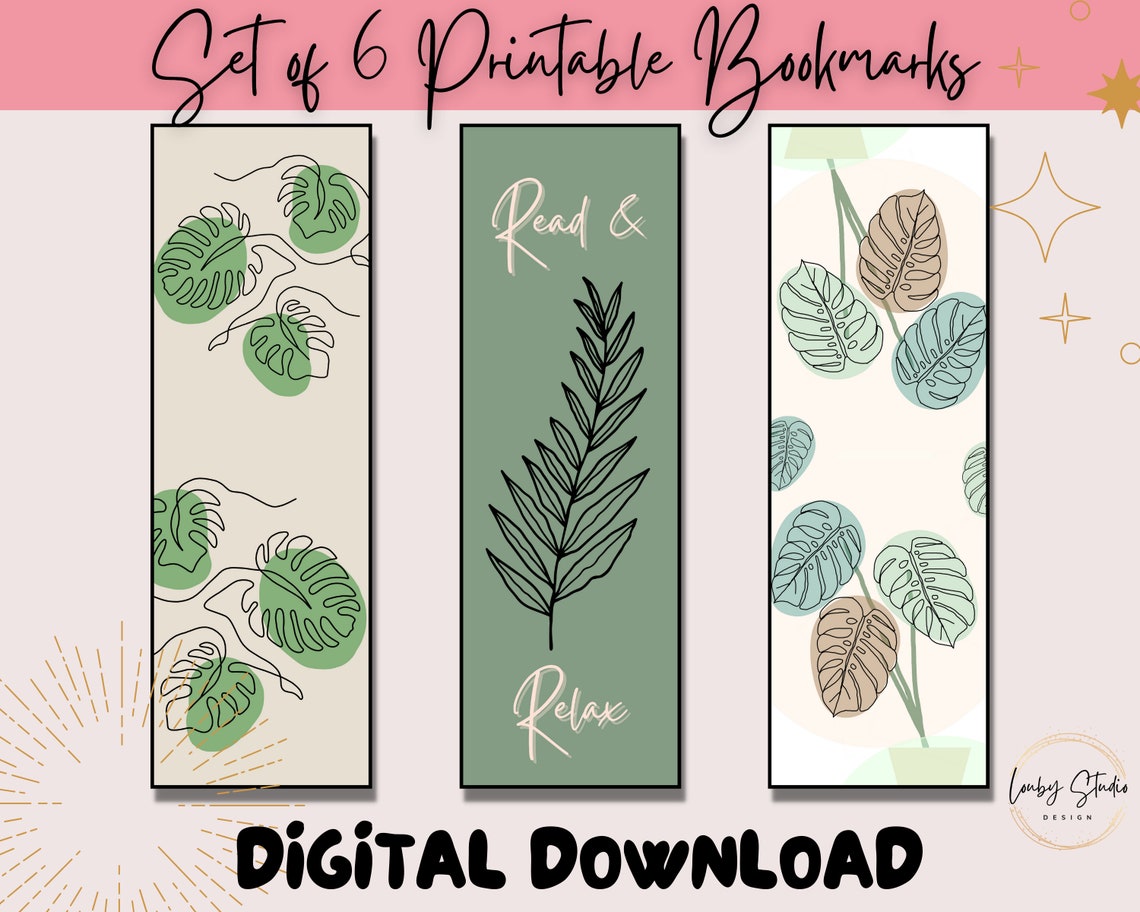 Printable Bookmarks for Women, Digital Book Mark, Boho Bookmark Set ...