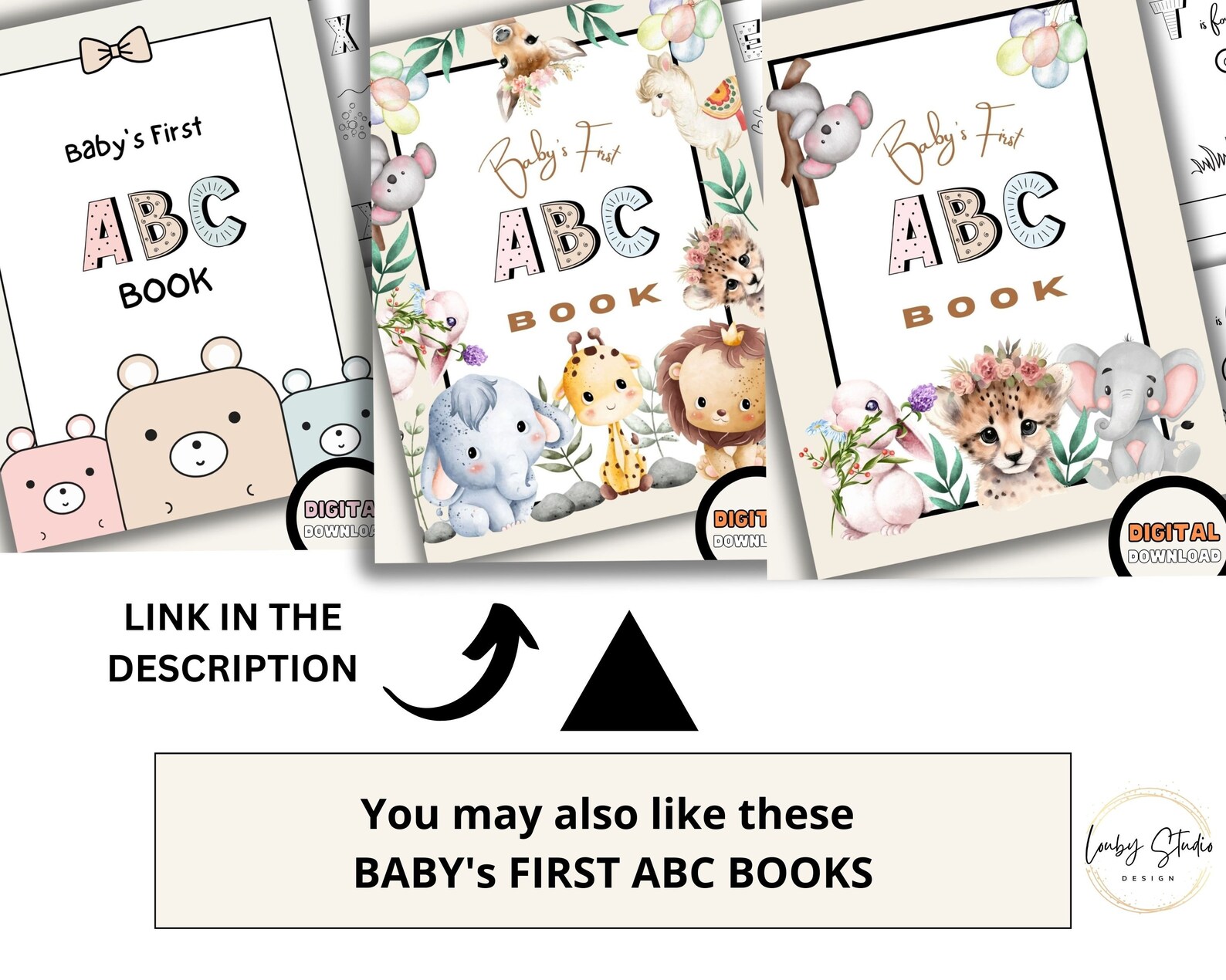 Baby Alphabet Book, Printable Baby Shower Abc Book, Animal Alphabet ...
