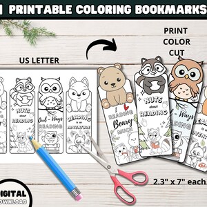 Woodland Animals Coloring Bookmarks Page, Printable Coloring Bookmarks ...
