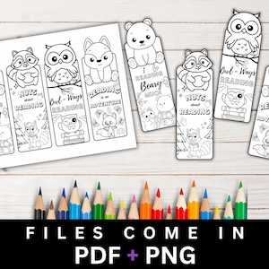 Printable Animals Coloring Bookmarks BUNDLE, Cute Animals Book Marks ...