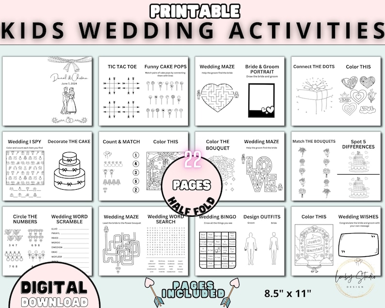 Kids Wedding Activity Book, Printable Wedding Coloring Book Pages ...