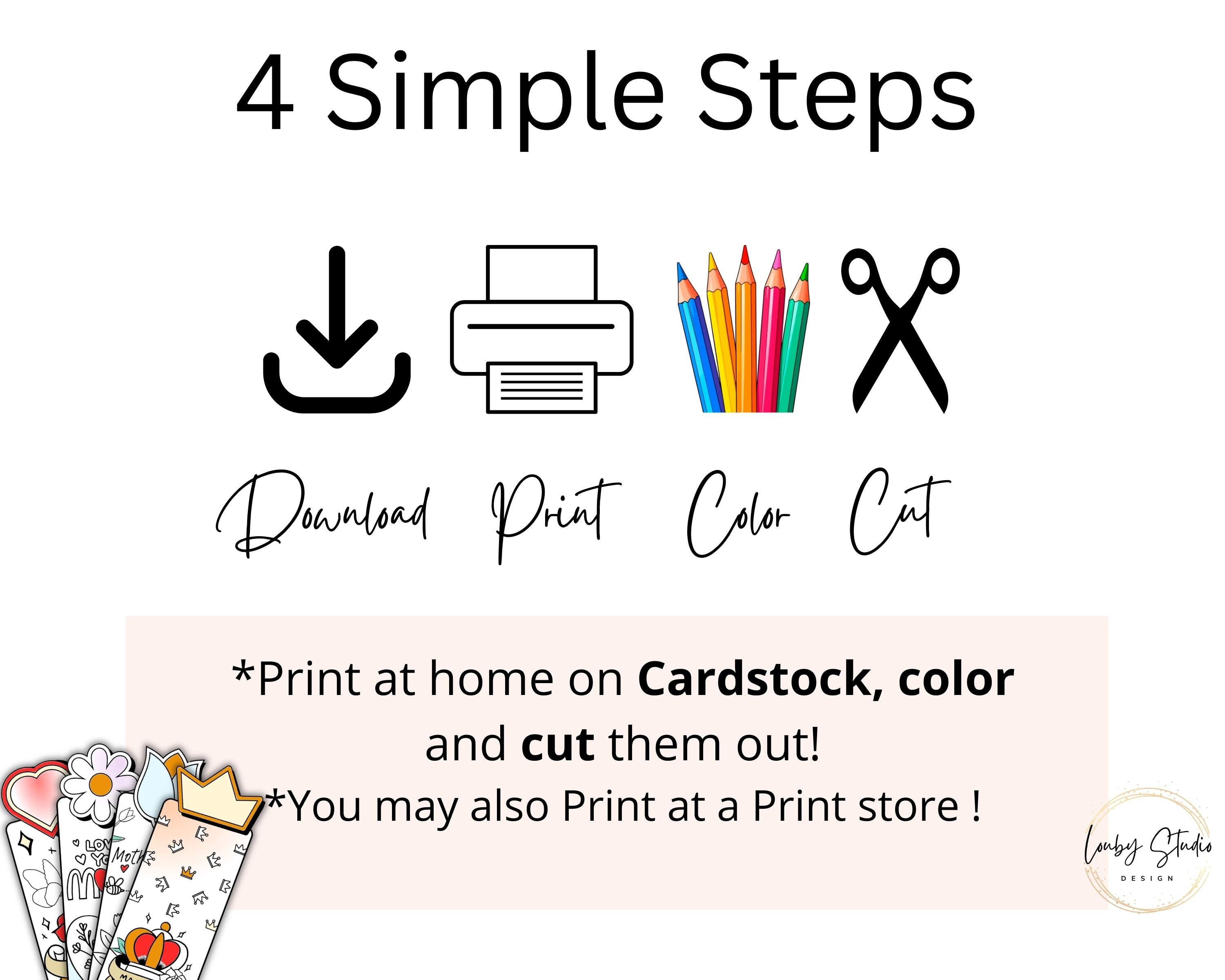 Mothers Day Coloring Bookmarks, Printable Coloring Mothers Day Card ...