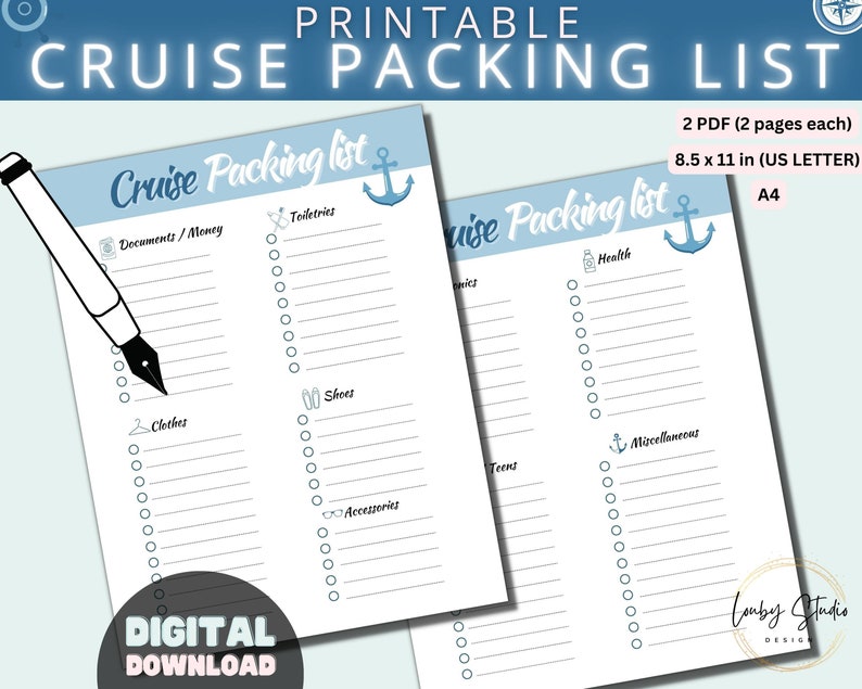 Printable Cruise Packing List: Family Travel Checklist (PDF) - Etsy