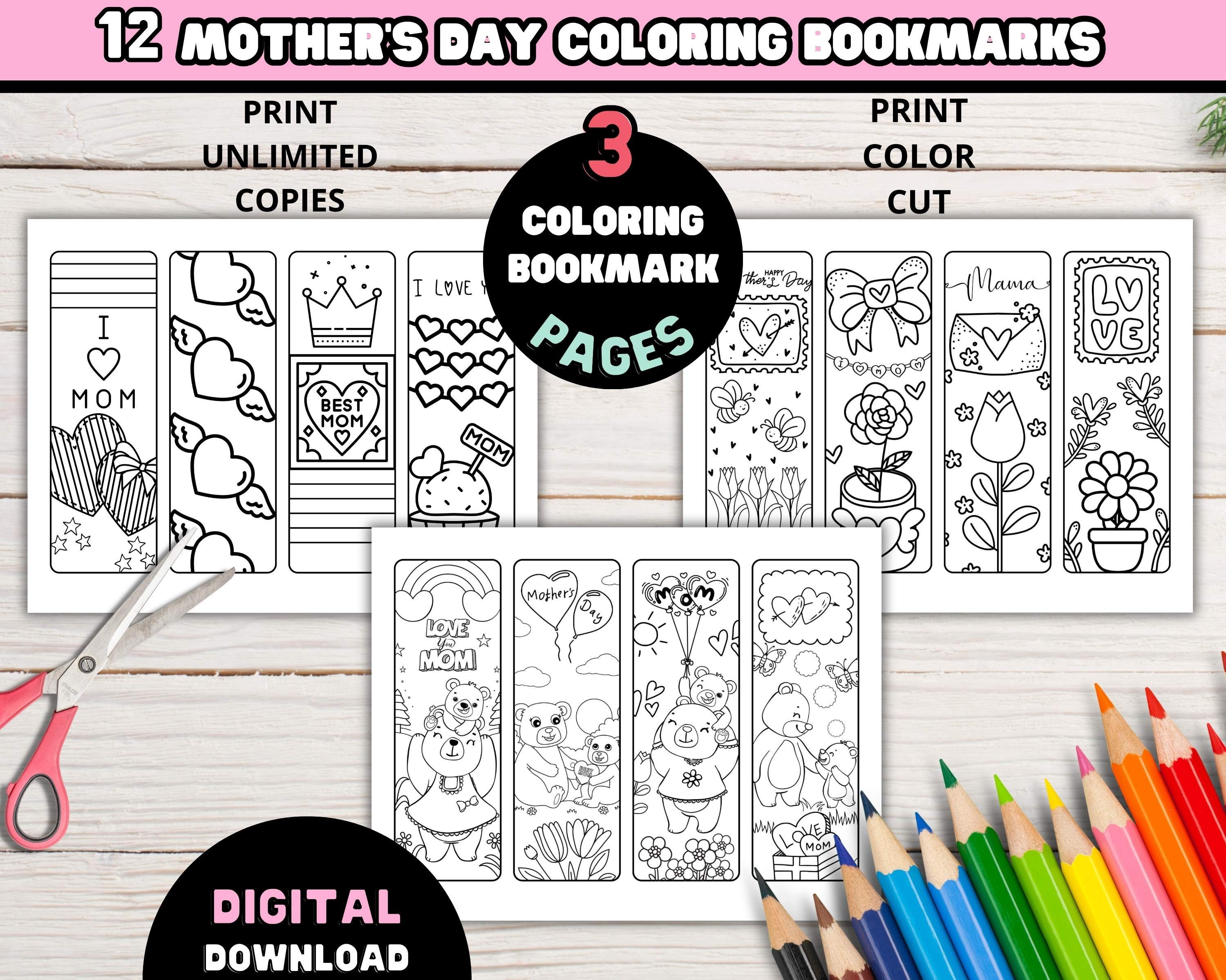 Printable Mothers Day Coloring Pages Bookmarks, Happy Mother Day ...