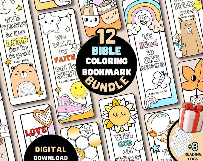 Bible Verse Coloring Bookmarks for Kids Scripture Bookmarks Sunday ...