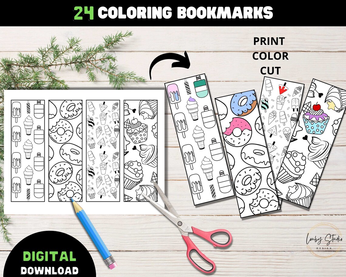 Printable Coloring Bookmarks BUNDLE, Cute Christmas Coloring Bookmarks ...