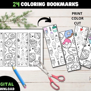 Printable Coloring Bookmarks BUNDLE, Cute Christmas Coloring Bookmarks ...