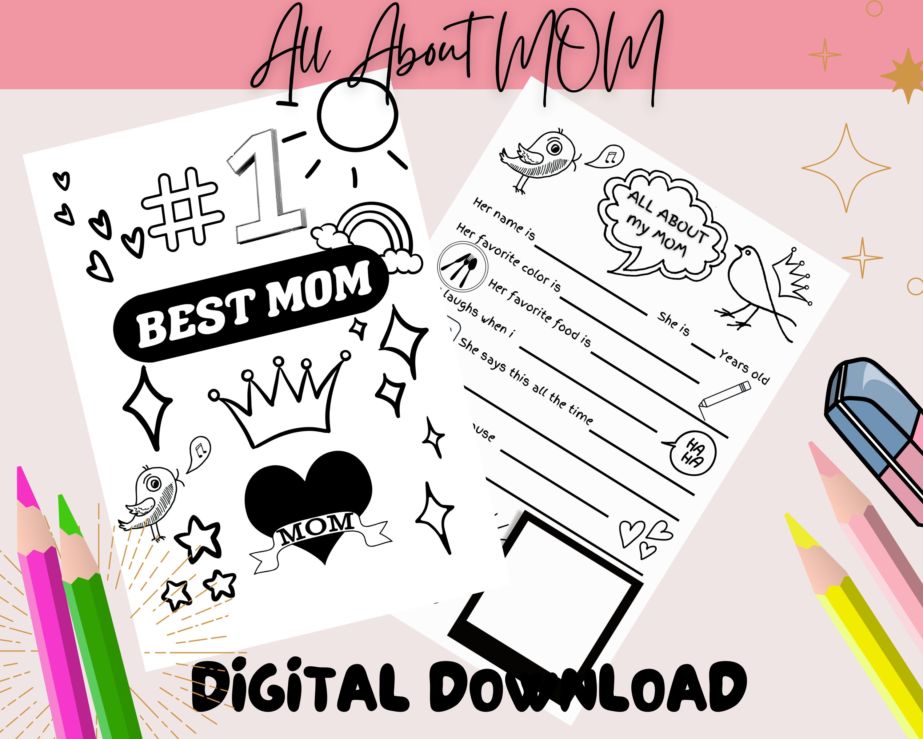 All About My Mom Printable, Mom Coloring Pages, Mothers Day ...