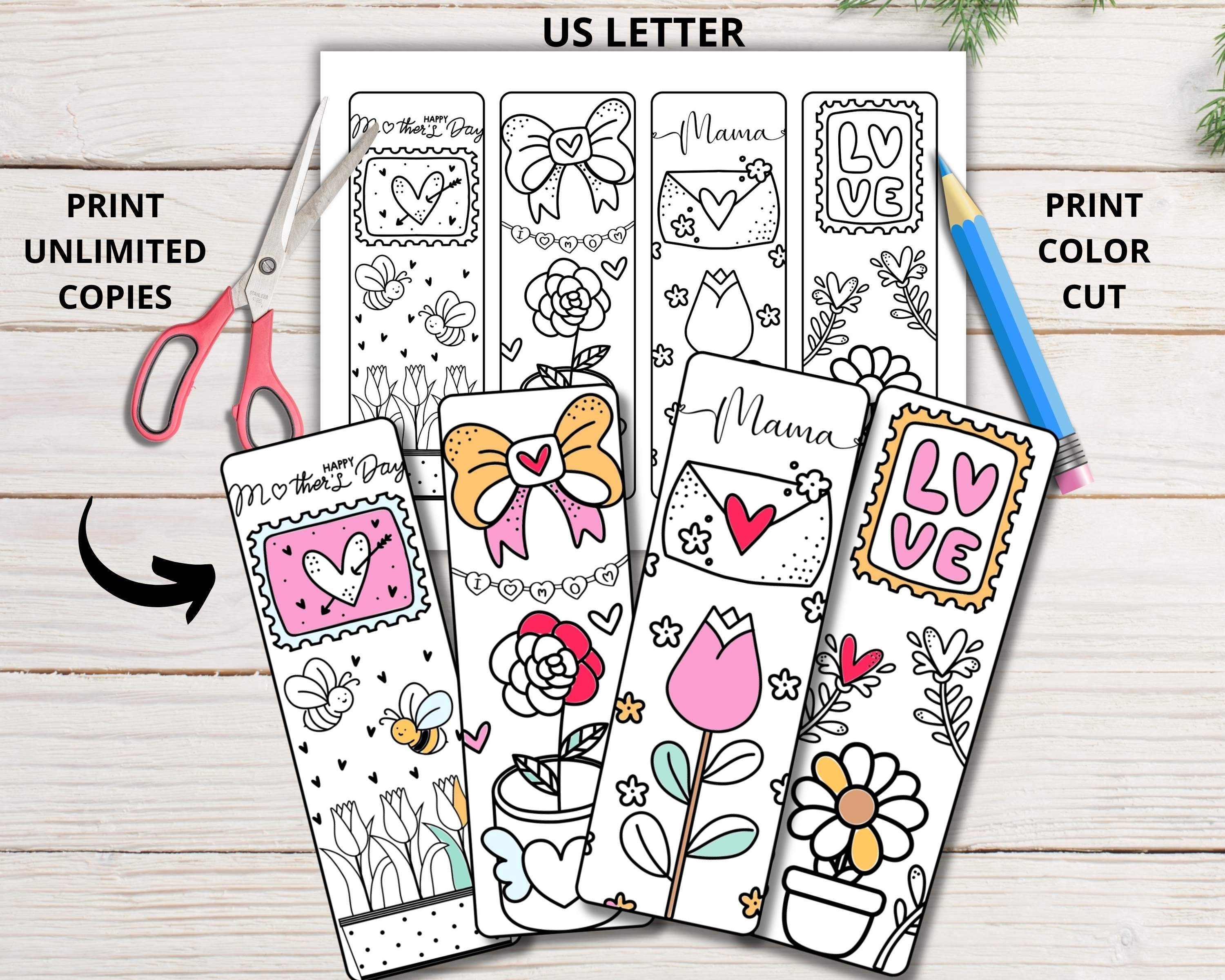 Printable Mothers Day Coloring Pages Bookmarks, Happy Mother Day ...