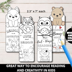 Woodland Animals Coloring Bookmarks Page, Printable Coloring Bookmarks ...