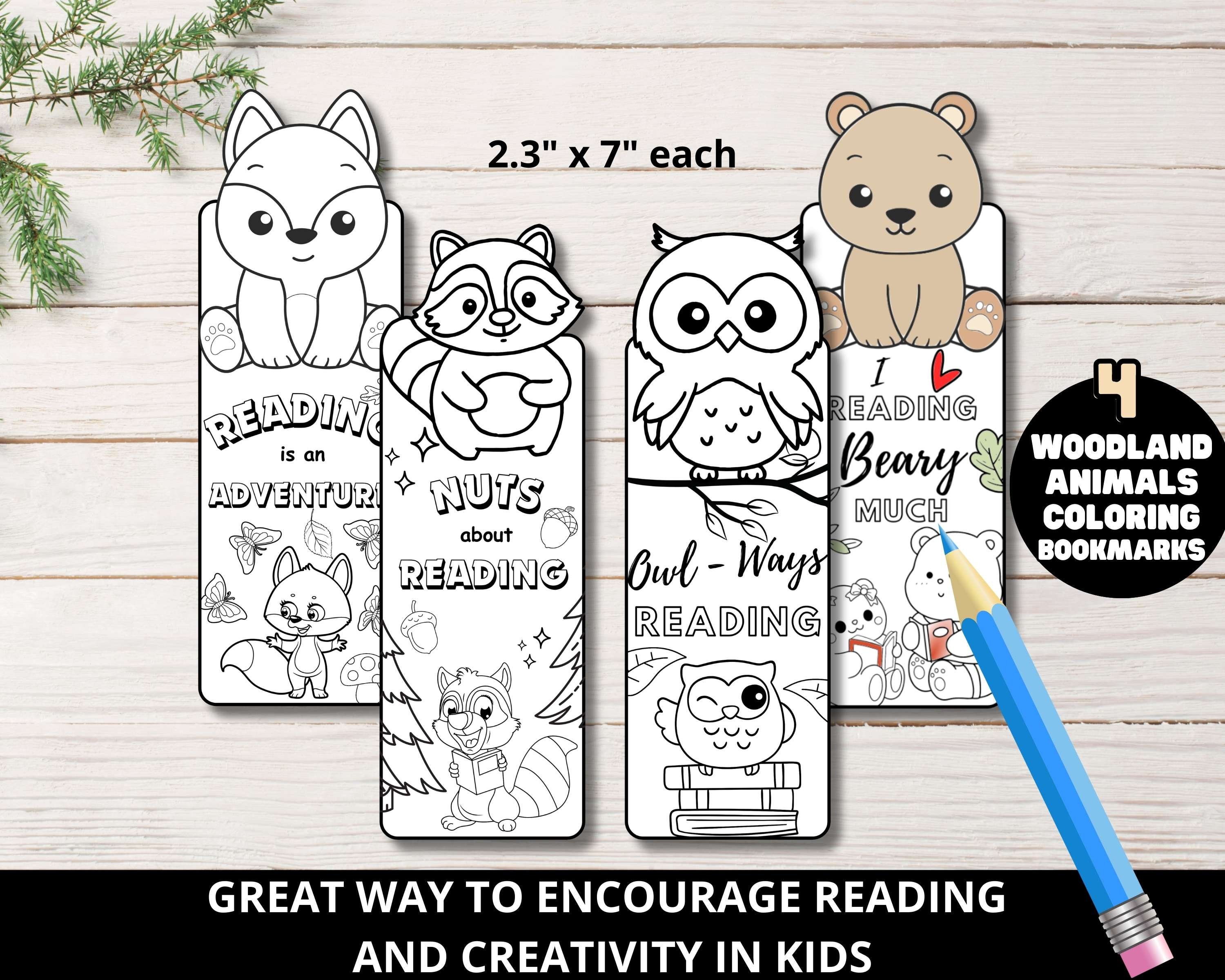Woodland Animals Coloring Bookmarks Page Printable Coloring - Etsy