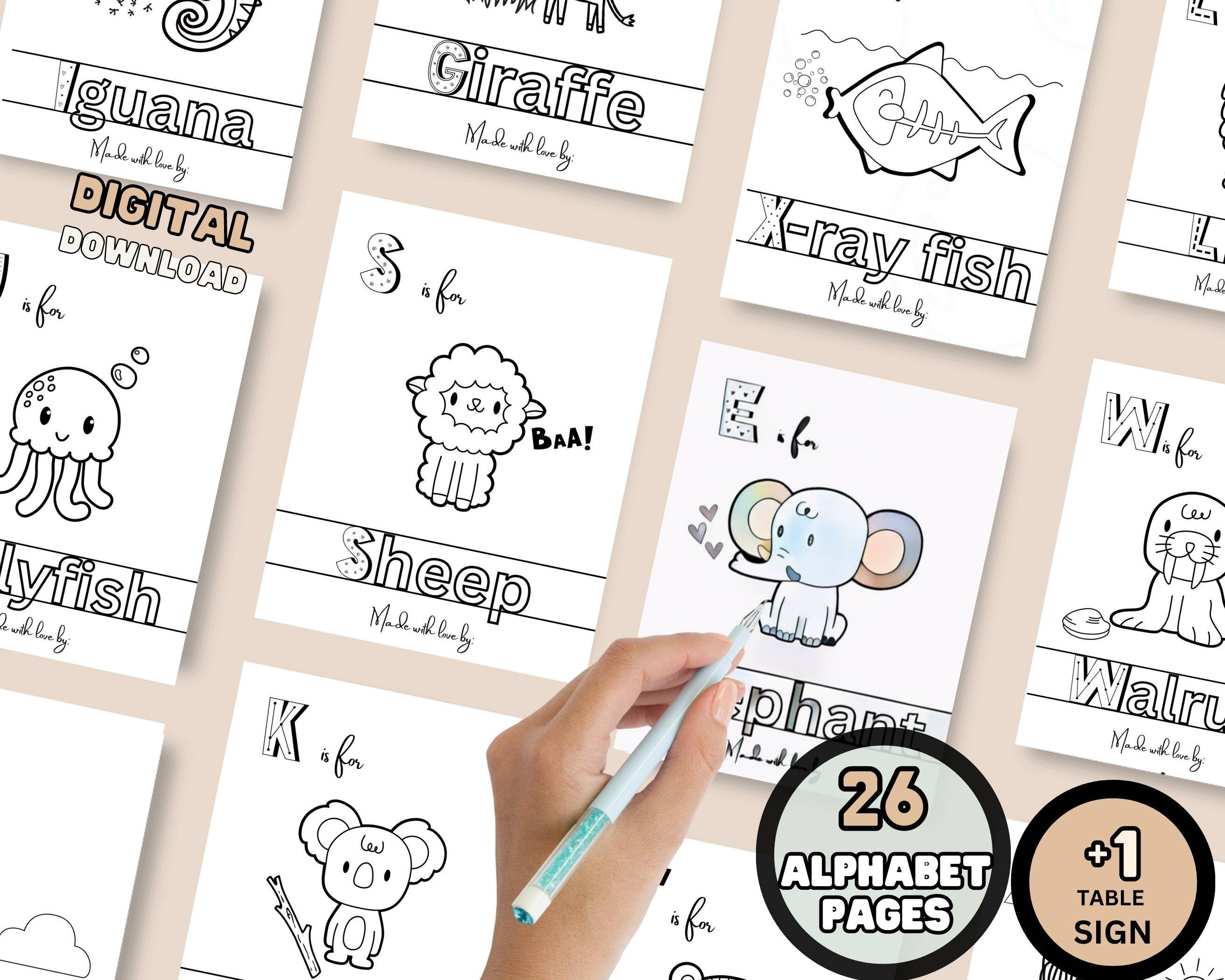 Baby Alphabet Book, Printable Baby Shower Abc Book, Animal Alphabet ...