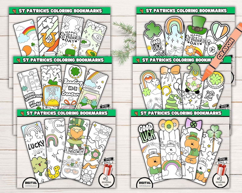 St Patricks Day Coloring Pages Cute Bookmarks Coloring for Kids ...