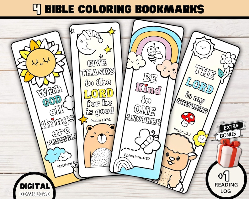 Bible Verse Coloring Bookmarks: Sunday School Printable (digital ...