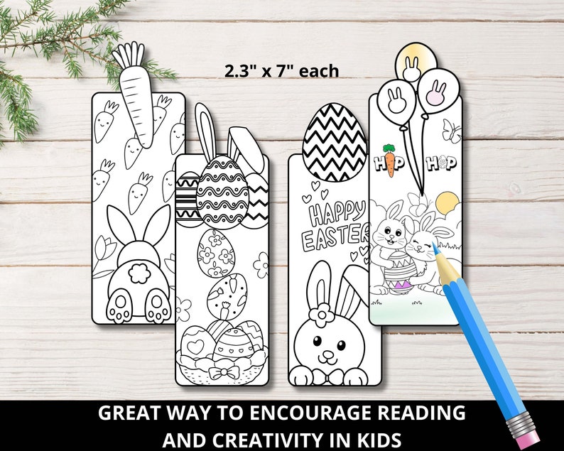 Easter Eggs Coloring Bookmarks, Printable Easter Bunny Coloring Book ...