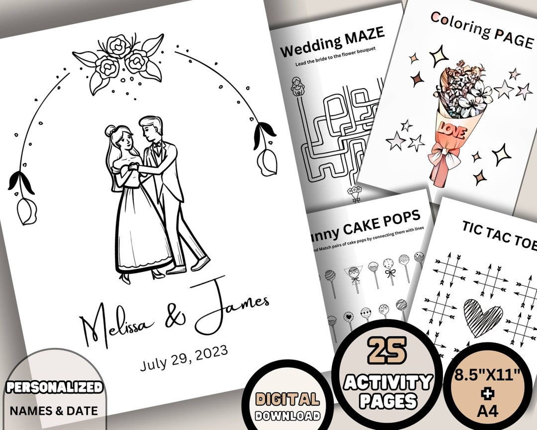 Kids Wedding Activity Book, Printable Wedding Coloring Pages, Children ...