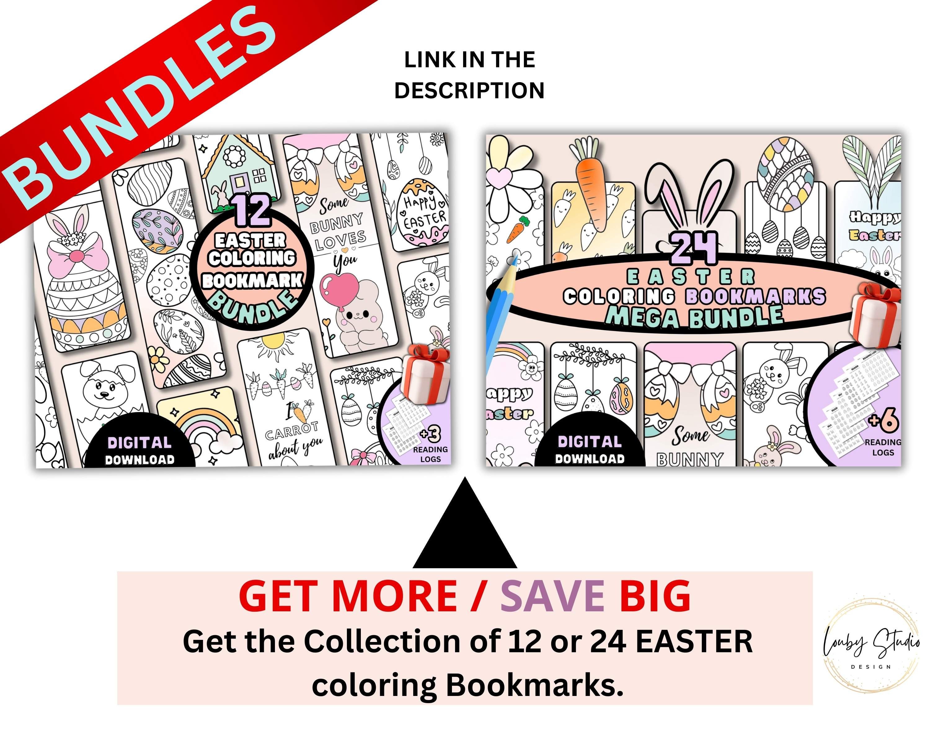 Printable Easter Bunny Coloring Bookmarks, Happy Easter Class Gift ...