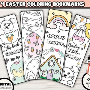 Printable Easter Coloring Bookmarks, Cute Easter Chick Eggs Coloring ...