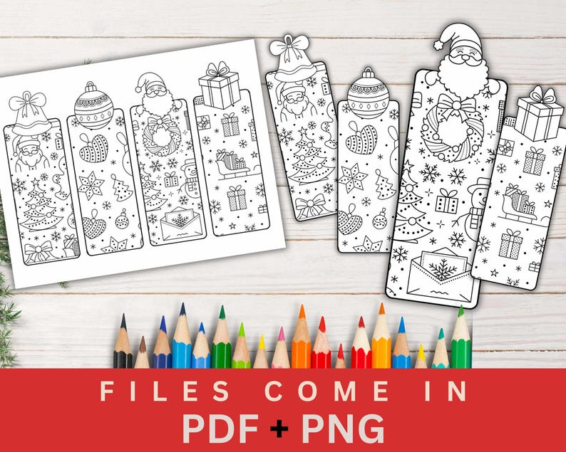 Printable Christmas Coloring Bookmarks, Kids Christmas Activity ...