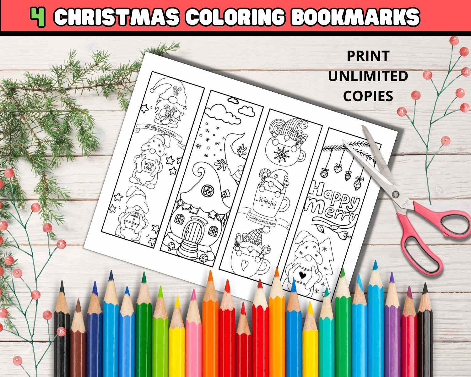 Christmas Gnome Coloring Bookmarks, Kids Christmas Activity Coloring ...