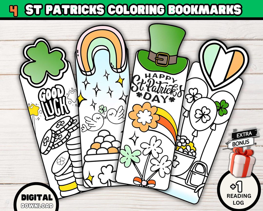 Lucky St Patricks Day Coloring Bookmarks Printable St Pattys Day Kids ...