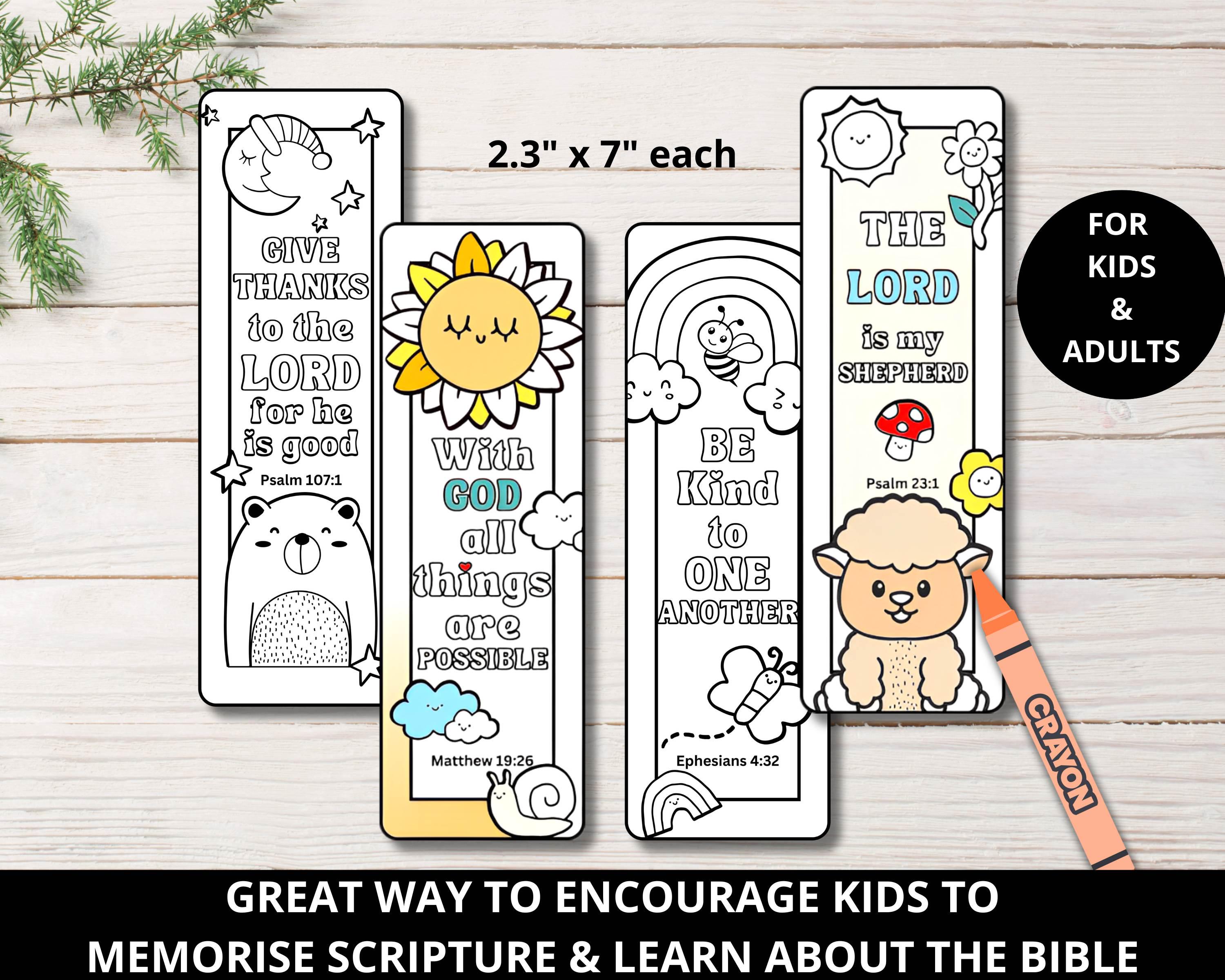 Bible Verse Coloring Bookmarks: Sunday School Printable (digital ...