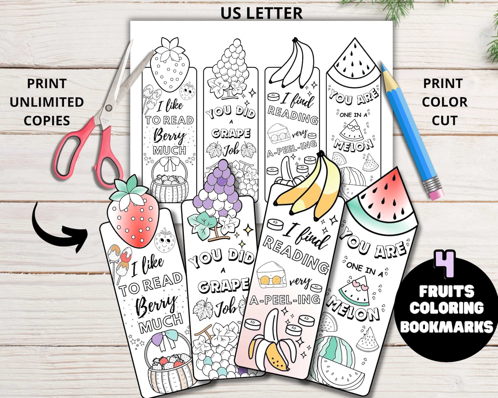 Printable Coloring Bookmarks BUNDLE, Dessert Coloring Book Marks, Kids ...