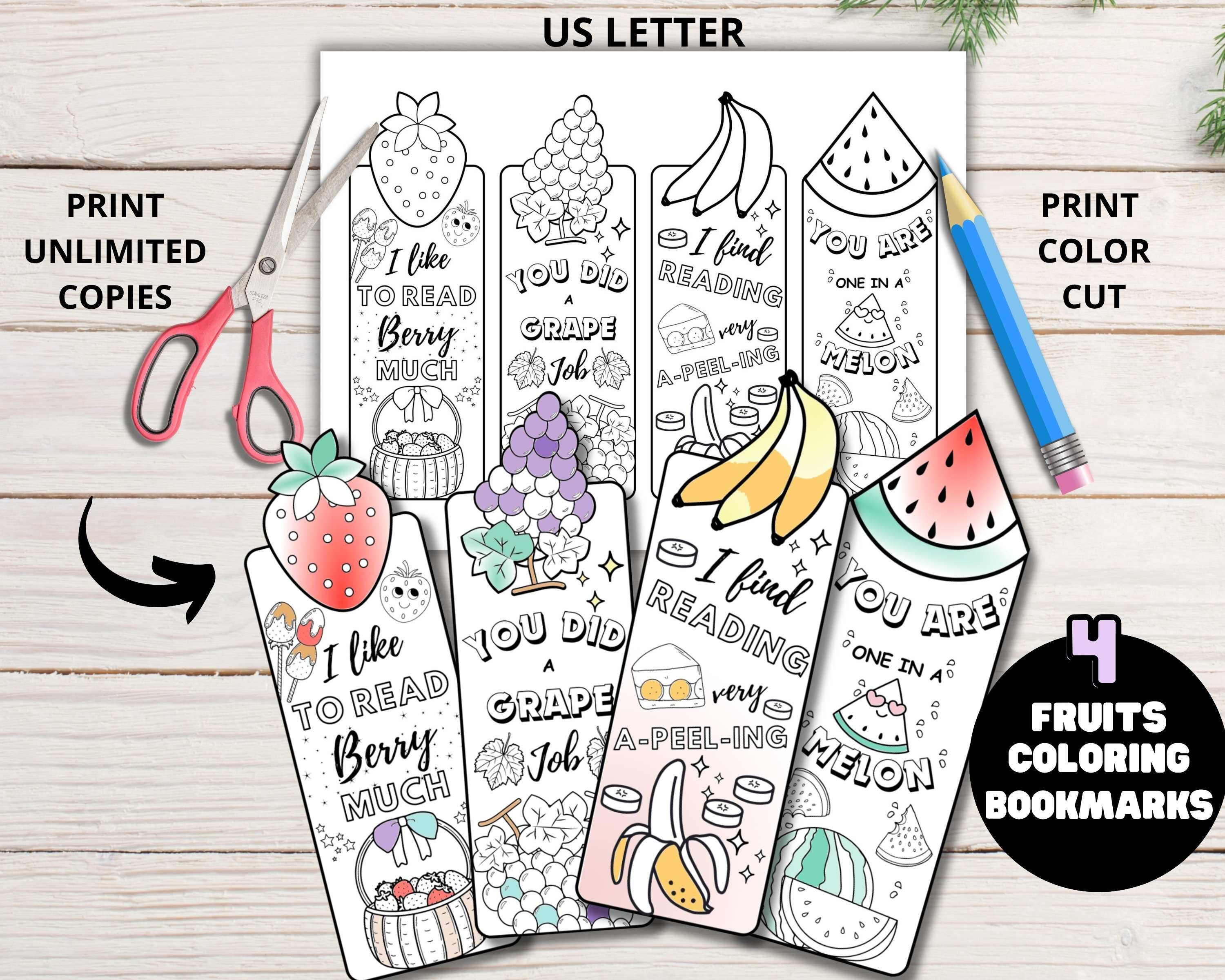 Printable Coloring Bookmarks BUNDLE, Dessert Coloring Book Marks, Kids ...