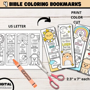 Bible Verse Coloring Bookmarks: Sunday School Printable (digital ...