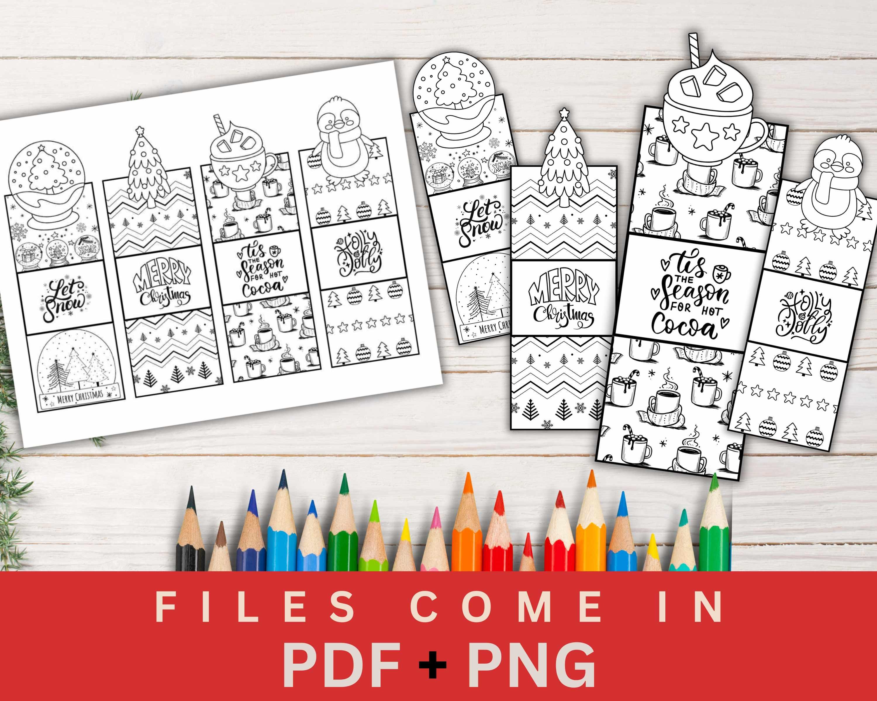 Christmas Coloring Bookmarks Printable Coloring Page Activity, Kids ...