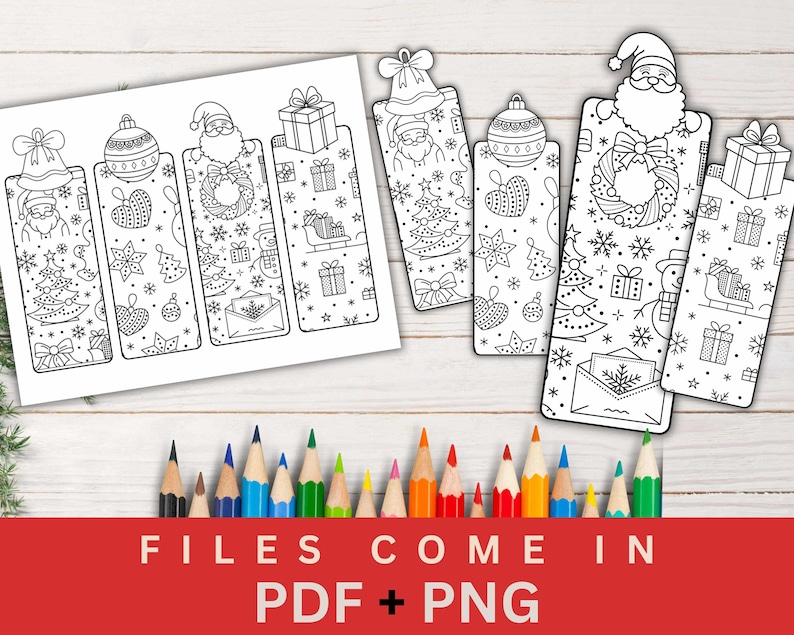 Printable Christmas Coloring Bookmarks BUNDLE, Kids Christmas Coloring ...